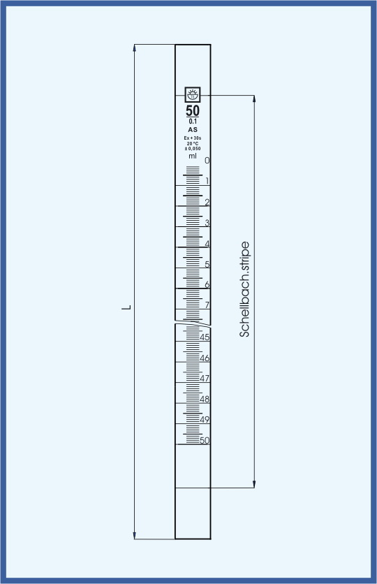 Burette tubes with printing, with Schellbach stripe, class AS ...