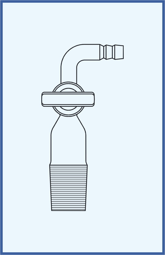 Single way stopcock with SJ and bendet hose connection, with glass key ...